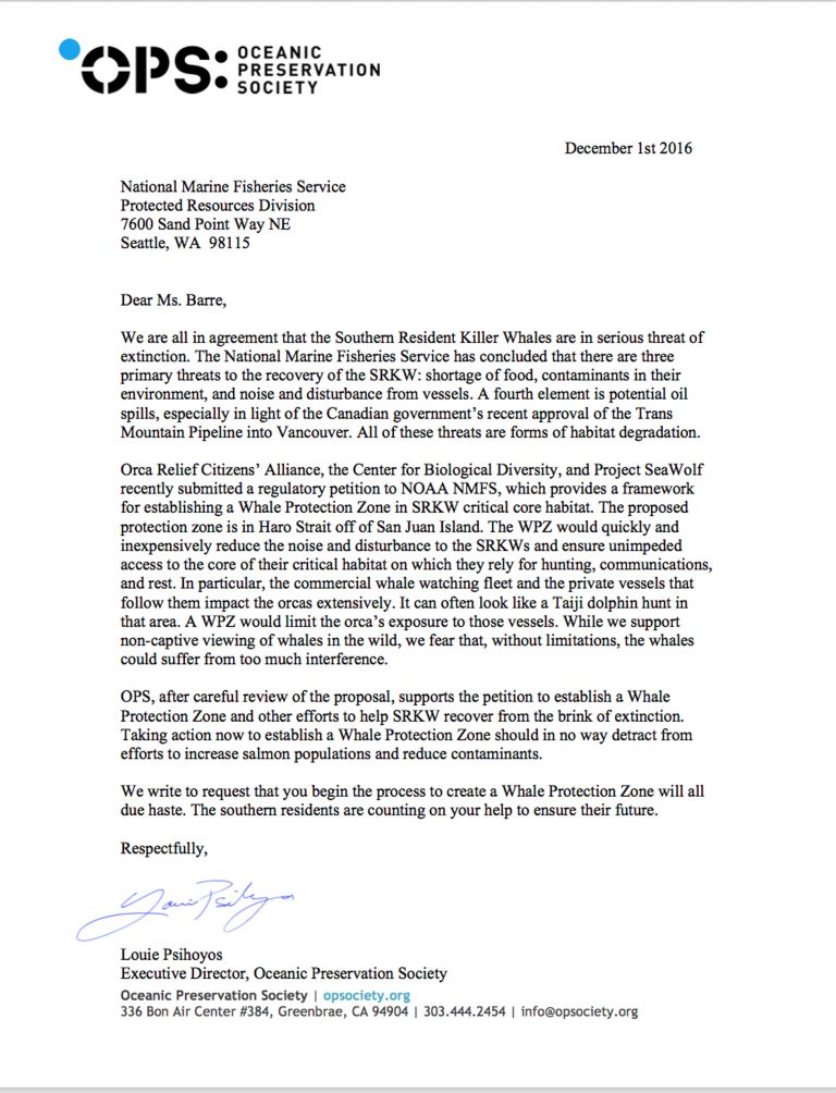 OPS- Support Letter - Orca Relief Citizens' Alliance